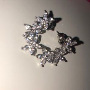 Jewelry | Three Flower Silver Crystal Studs | Poshmark